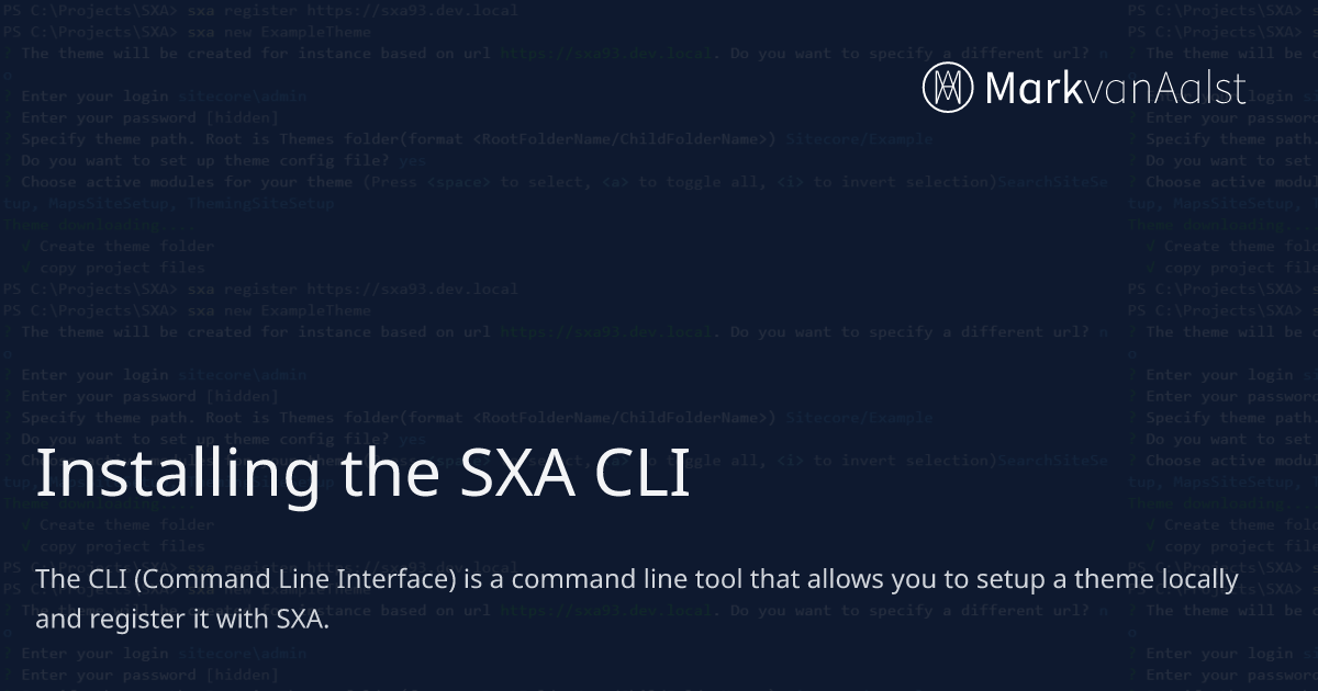 Installing the SXA CLI
